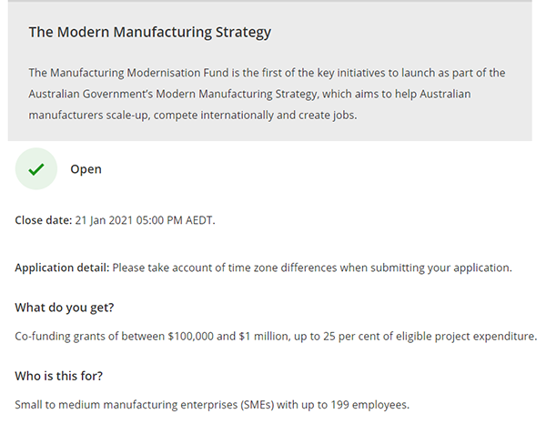 Applying for a Manufacturing Modernisation Fund grant